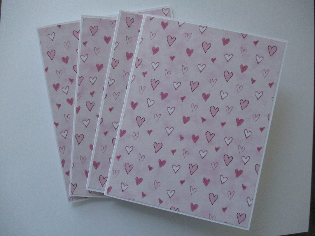 Heart Card Set of 4, Valentine Cards, Valentines Day Stationery ...