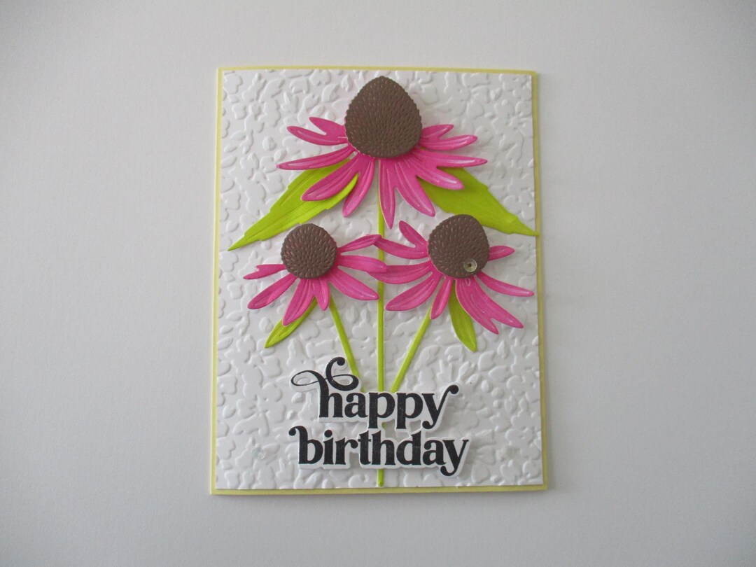 Happy Birthday Cone Flower Card, Handmade Greeting Card, Cone Flower ...