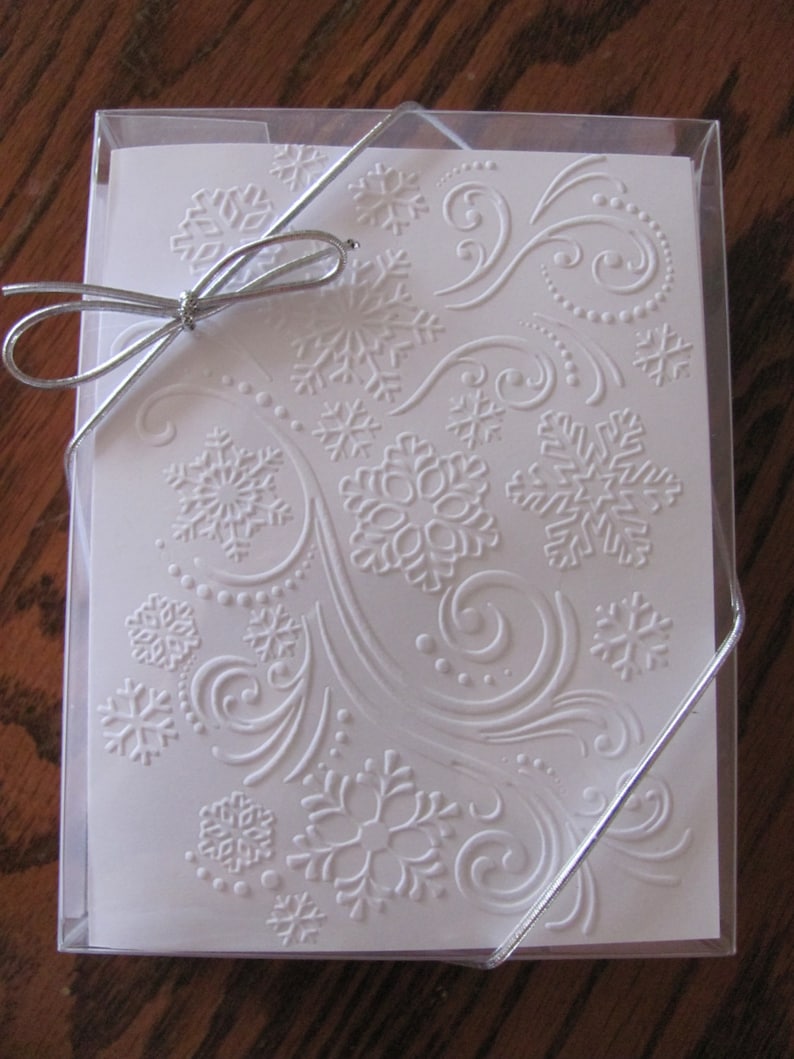 Snowflake Swirl Christmas Card Set of 12 Embossed Cards - Etsy