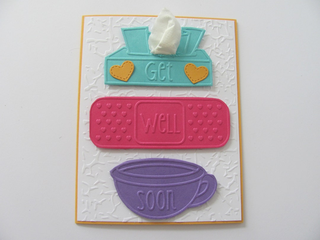 Get Well Soon Card, Get Well Card, Feel Better Card, Embossed Cards ...