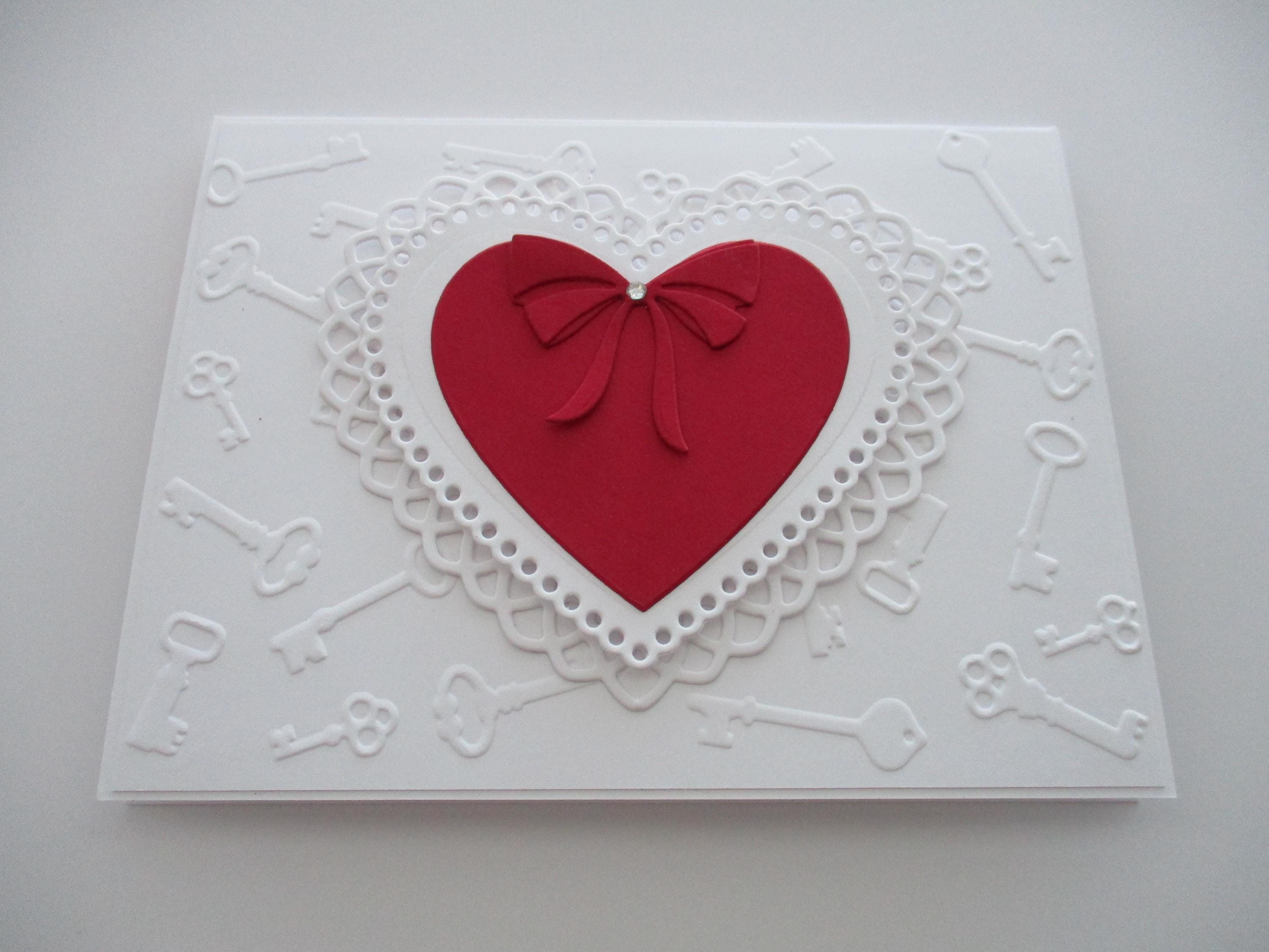 Happy Valentine's Day Heart Card, Red Heart, Handmade Greeting Card ...
