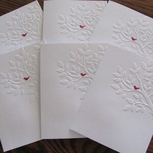 Handmade Greeting Cards, Embossed Tree Cards, Set of 6, Cardinal Cards ...