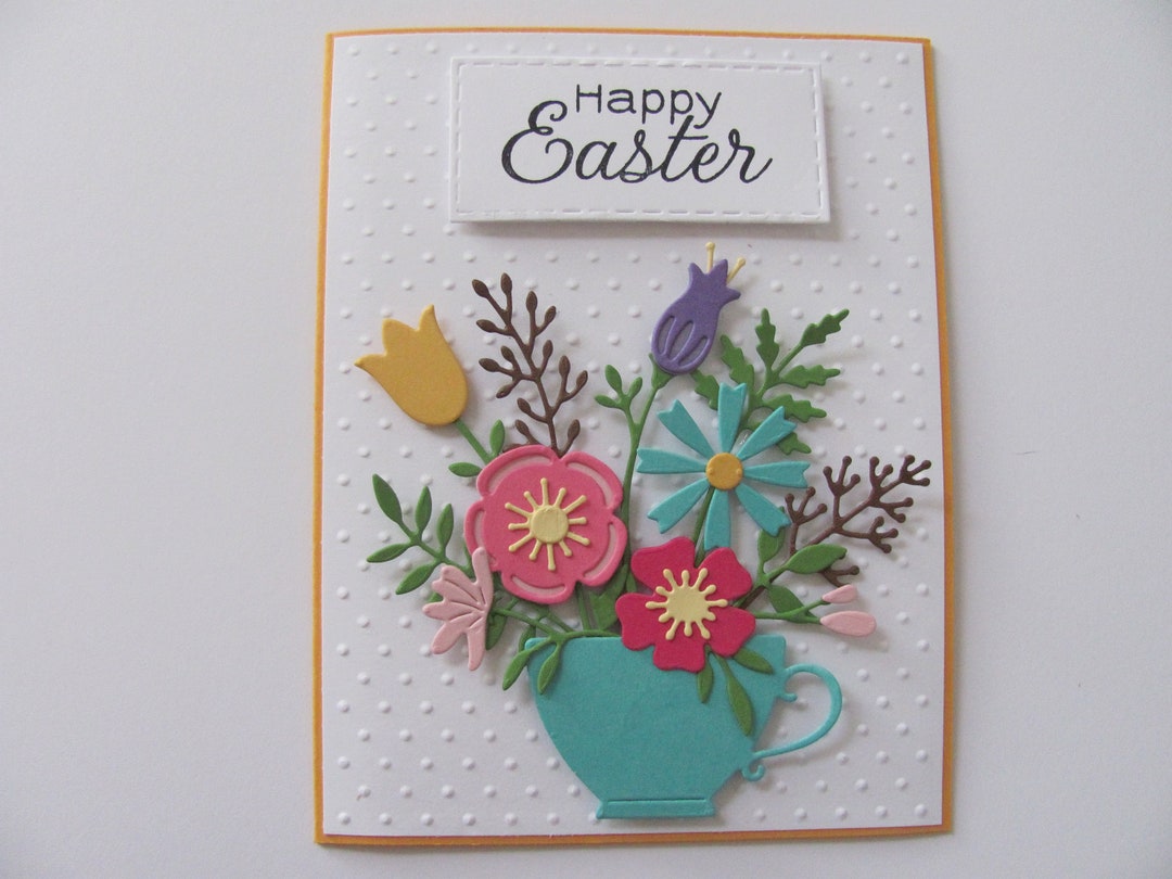 Easter Flower Card, Happy Easter Card, Easter Cards, Flower Tea Cup ...