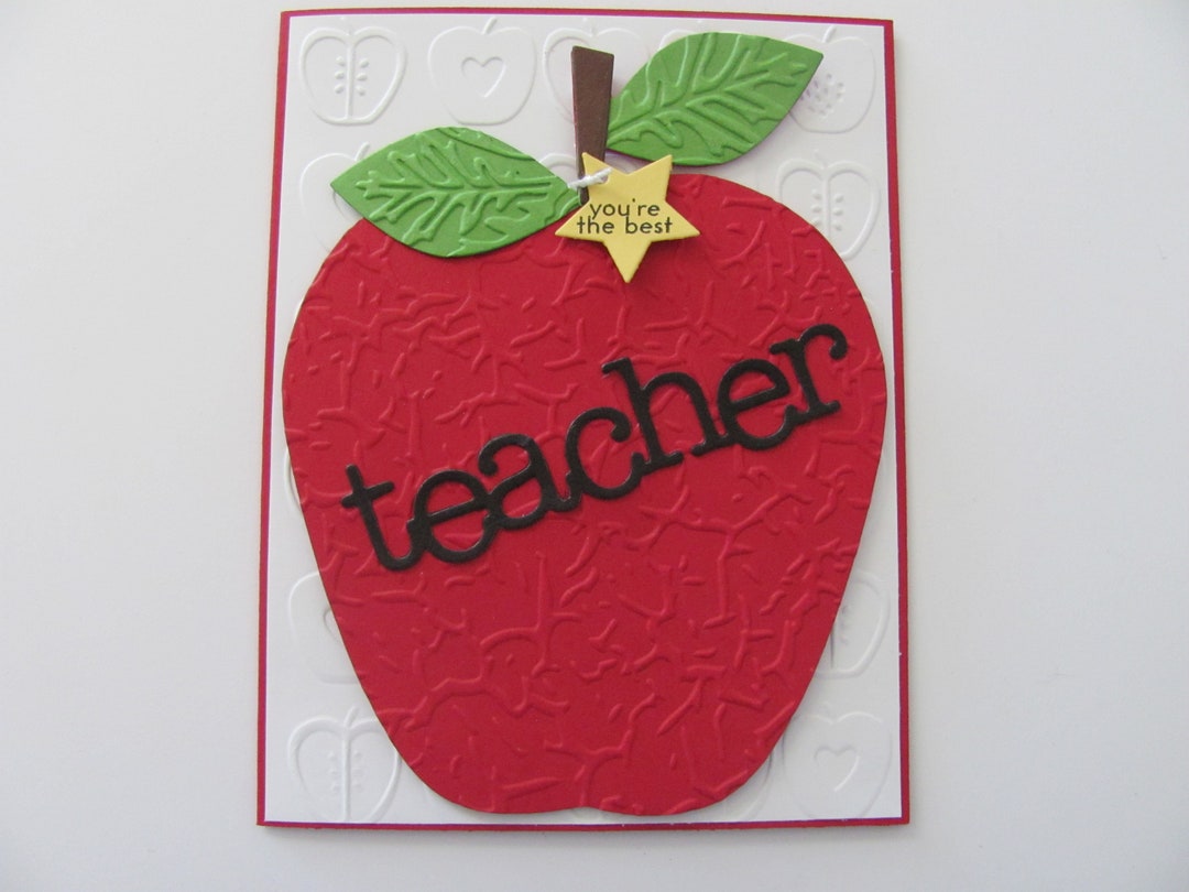 Embossed Apple Teacher Thank You Card: Appreciation Gift - Etsy