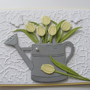 Handmade Greeting Card, Tulip Card, Watering Can, Any Occasion Card ...