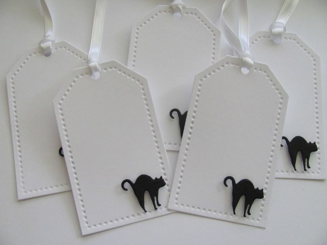 Halloween Black Cat Tags, Halloween Favor Tags, Cat Gift Tags ...