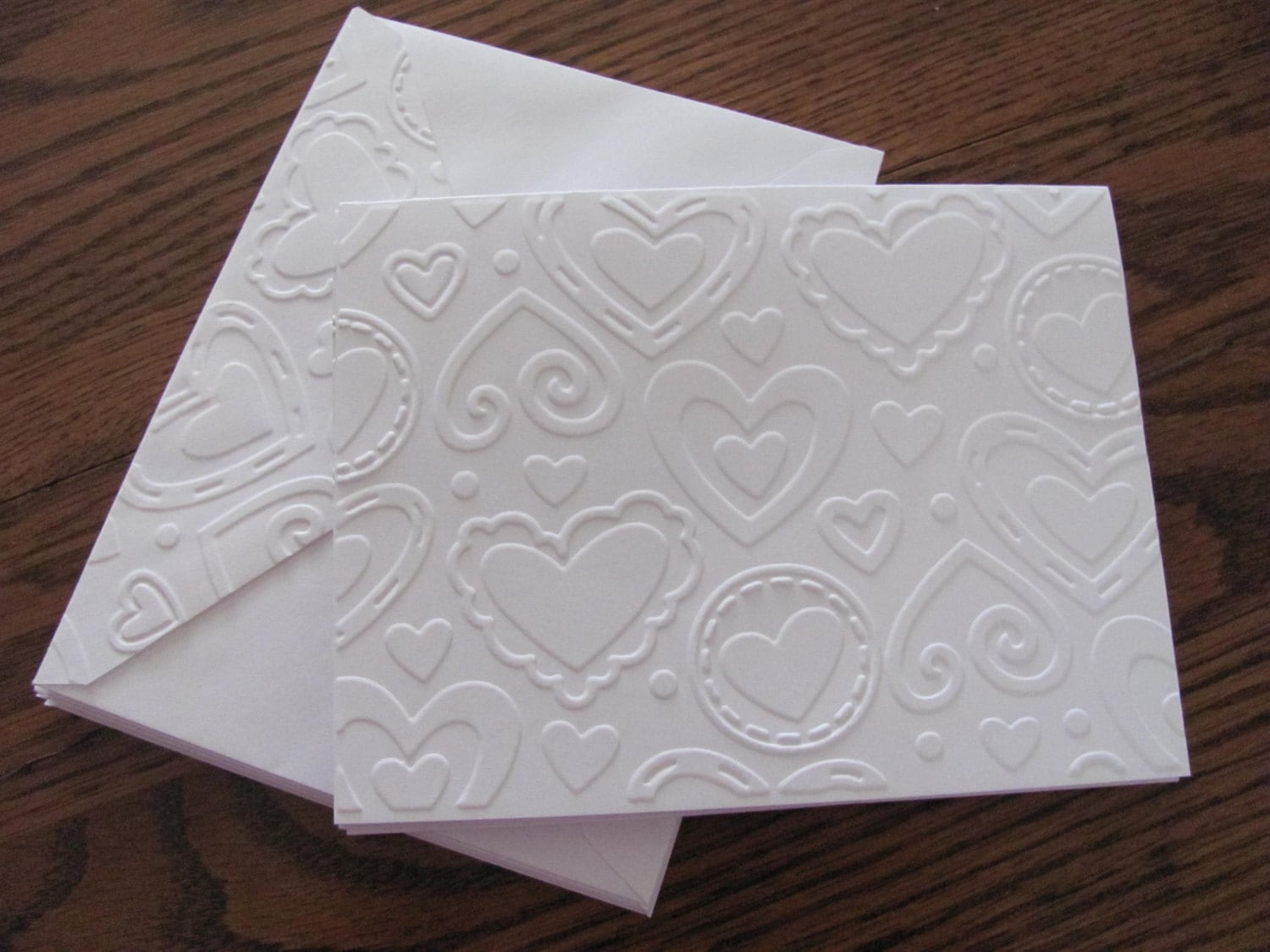 Embossed Heart Cards White Embossed Valentine's Day | Etsy