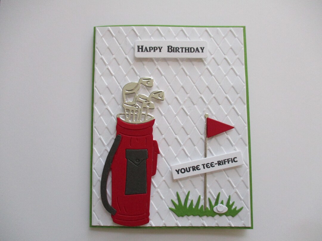 Birthday Golf Bag Card, Handmade Cards, Golf Card, You're Tee-riffic ...