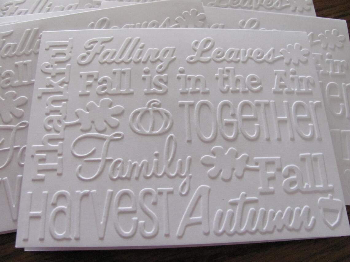 Embossed Fall Card Set of 6 Embossed Harvest Cards Blank - Etsy