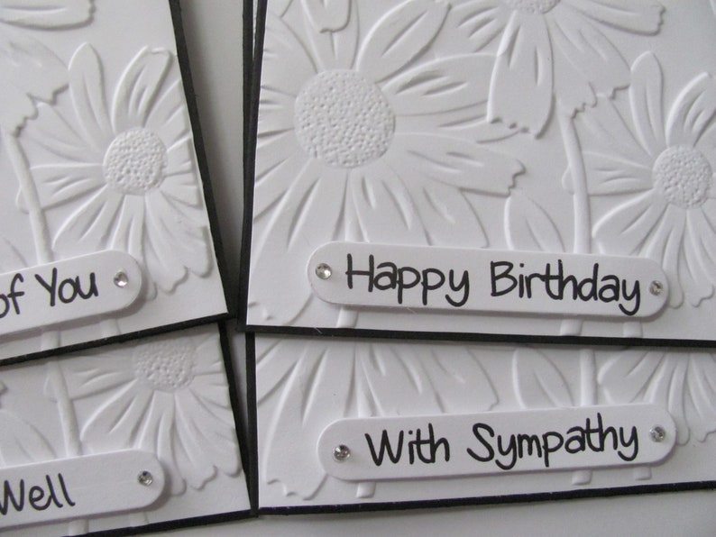 Greeting Cards Handmade Embossed Daisy Cards Set of 4 Thank - Etsy