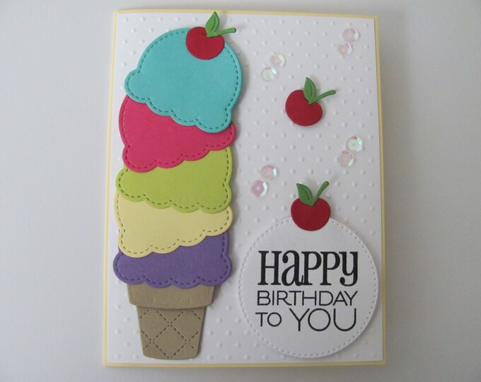 Ice Cream Cone Birthday Card Birthday Card Happy Birthday to | Etsy