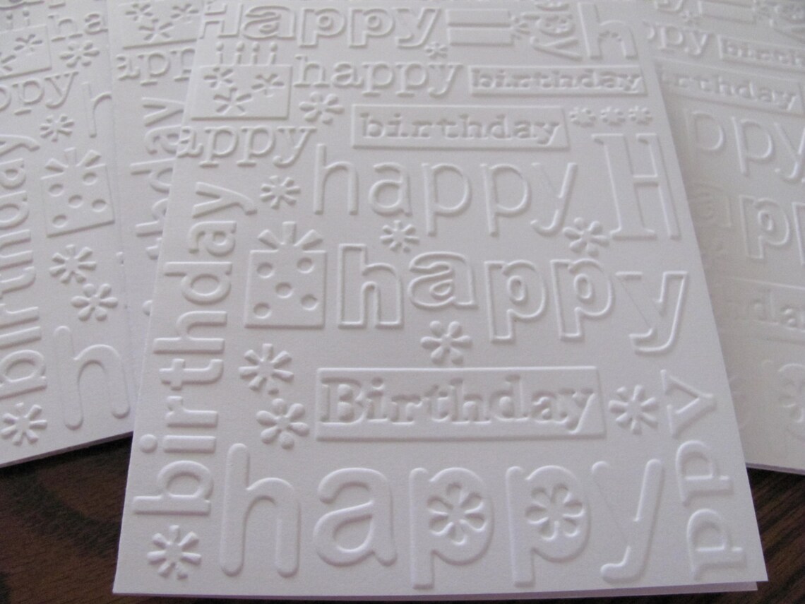 Happy Birthday Cards Set of 6 Embossed Birthday Cards - Etsy