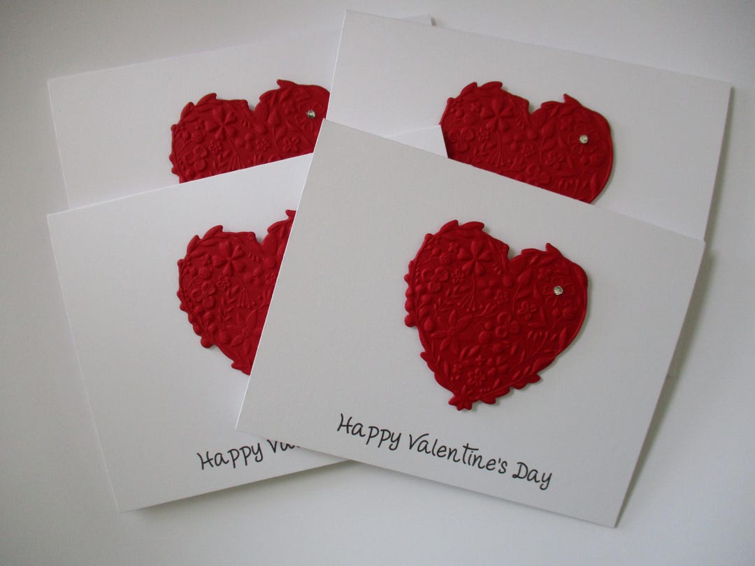 Embossed Heart Card Set of 4, Valentines Day Cards, Greeting Cards ...