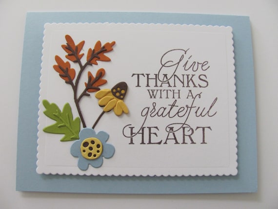 Give Thanks With A Grateful Heart Card Handmade Cards | Etsy
