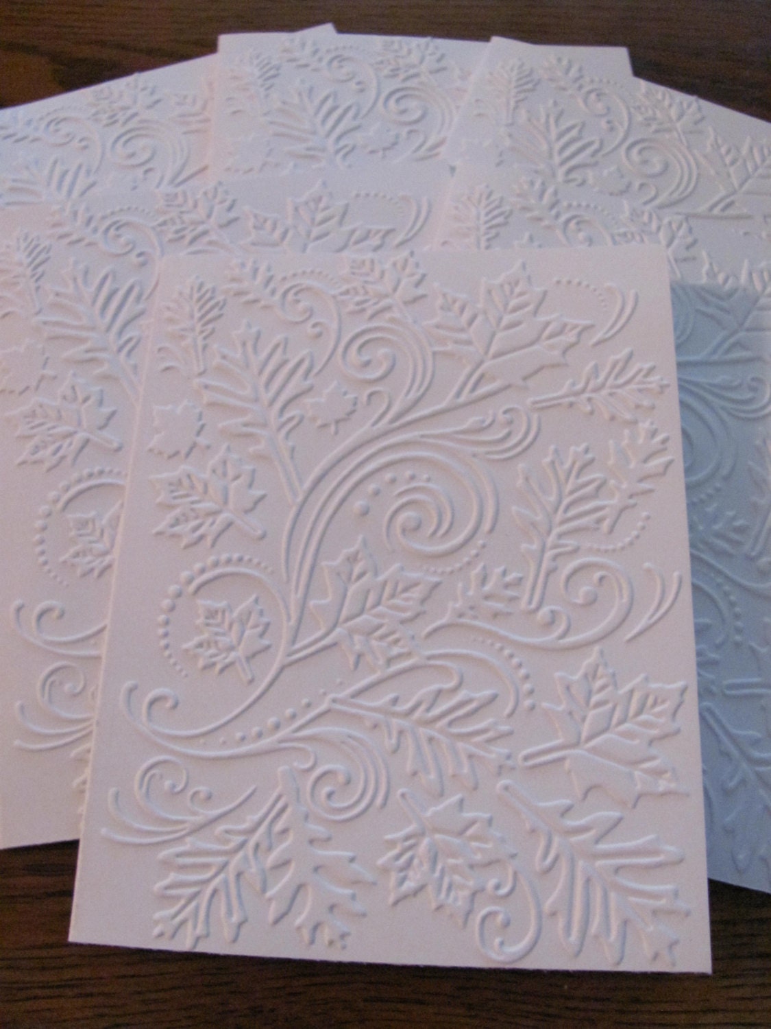 Embossed Leaves Cards Set of 6 Leaves with Swirls Note Card | Etsy