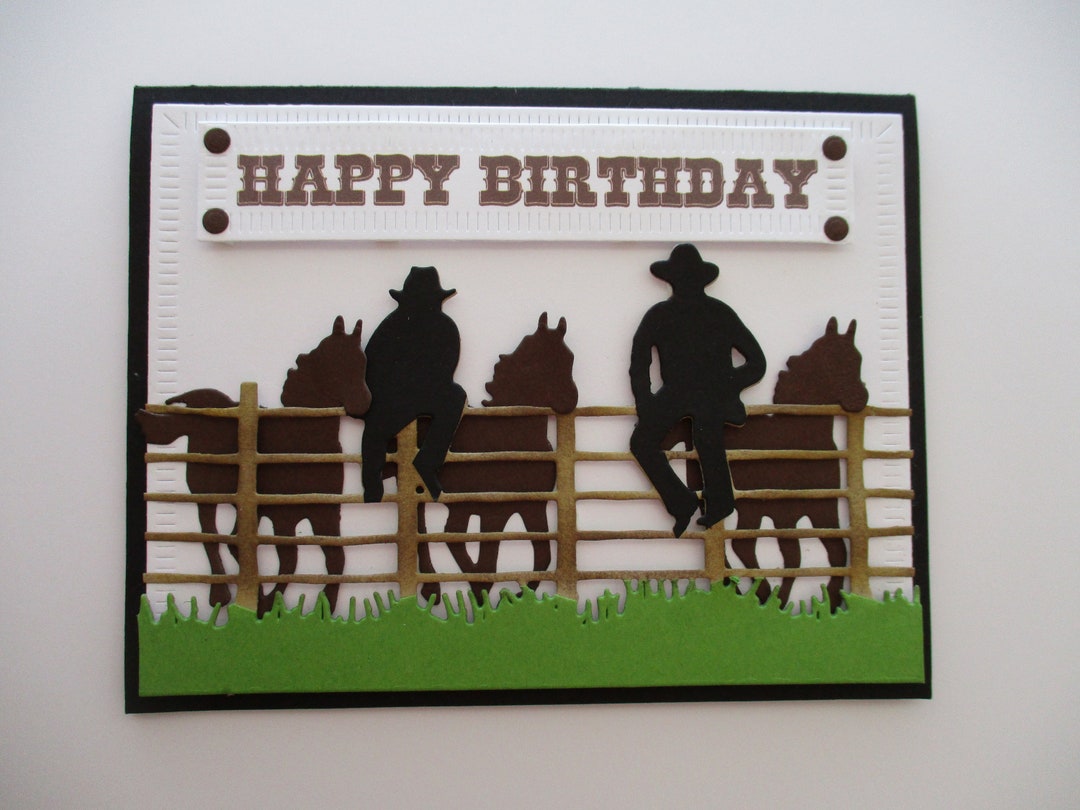 Cowboy Birthday Card, Greeting Cards, Masculine Card, Cowboys, Horses ...