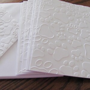 Paw Print Embossed Cards, Set of 6, Embossed Paws Note Cards, Pet Cards ...