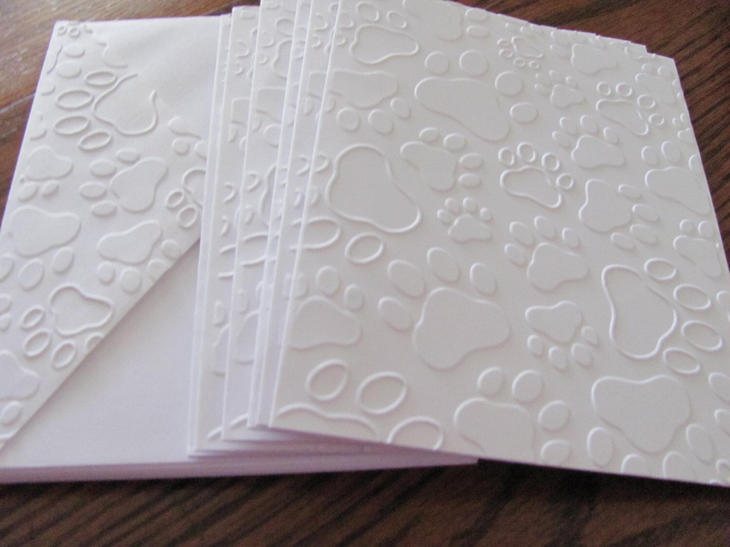Paw Print Embossed Cards, Set of 6, Embossed Paws Note Cards, Pet Cards ...