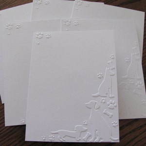 Embossed Dog Cards, White Embossed Dog Cards, Dog Paw Print Card Set ...