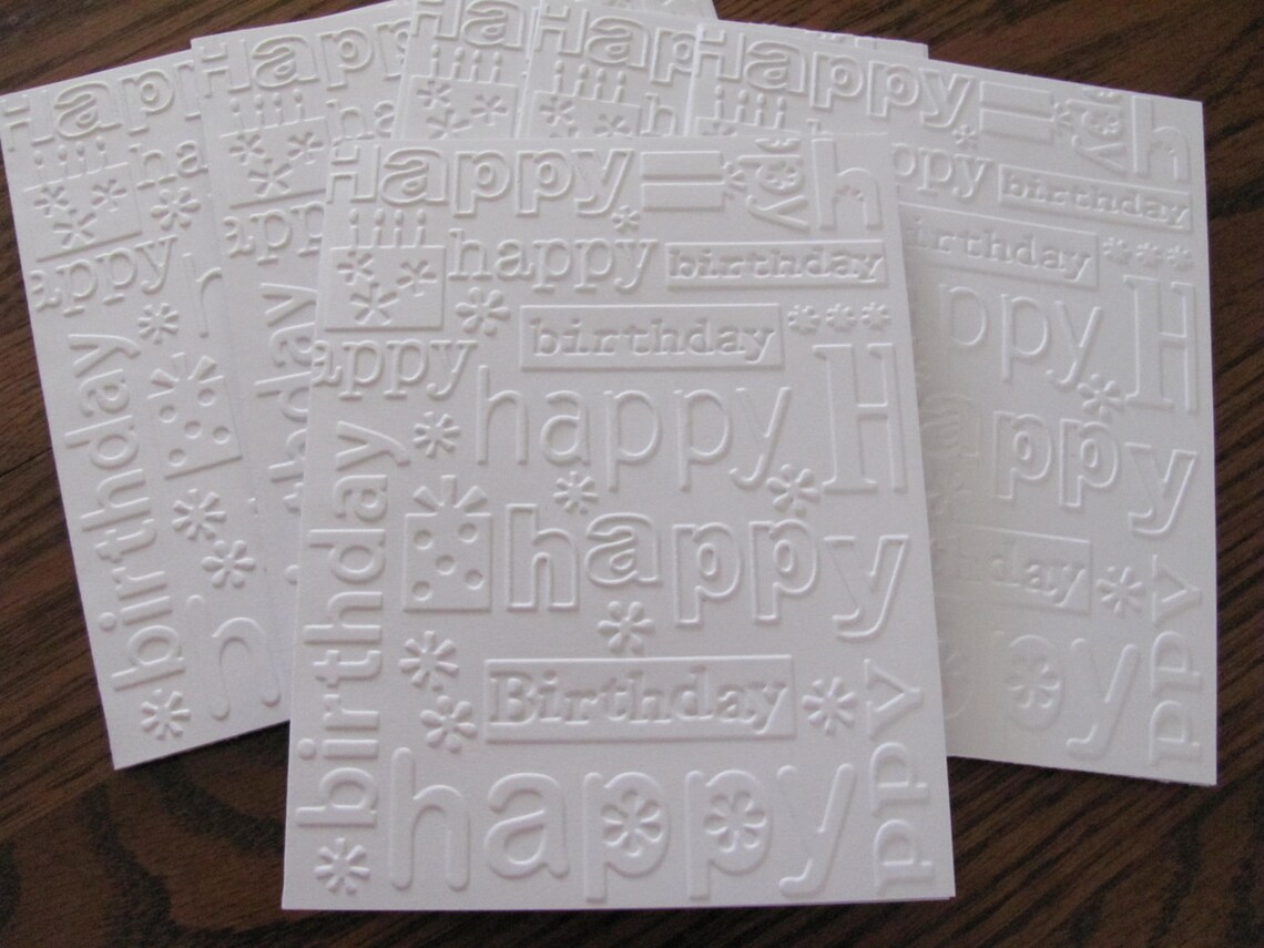 Happy Birthday Cards Set of 6 Embossed Birthday Cards - Etsy