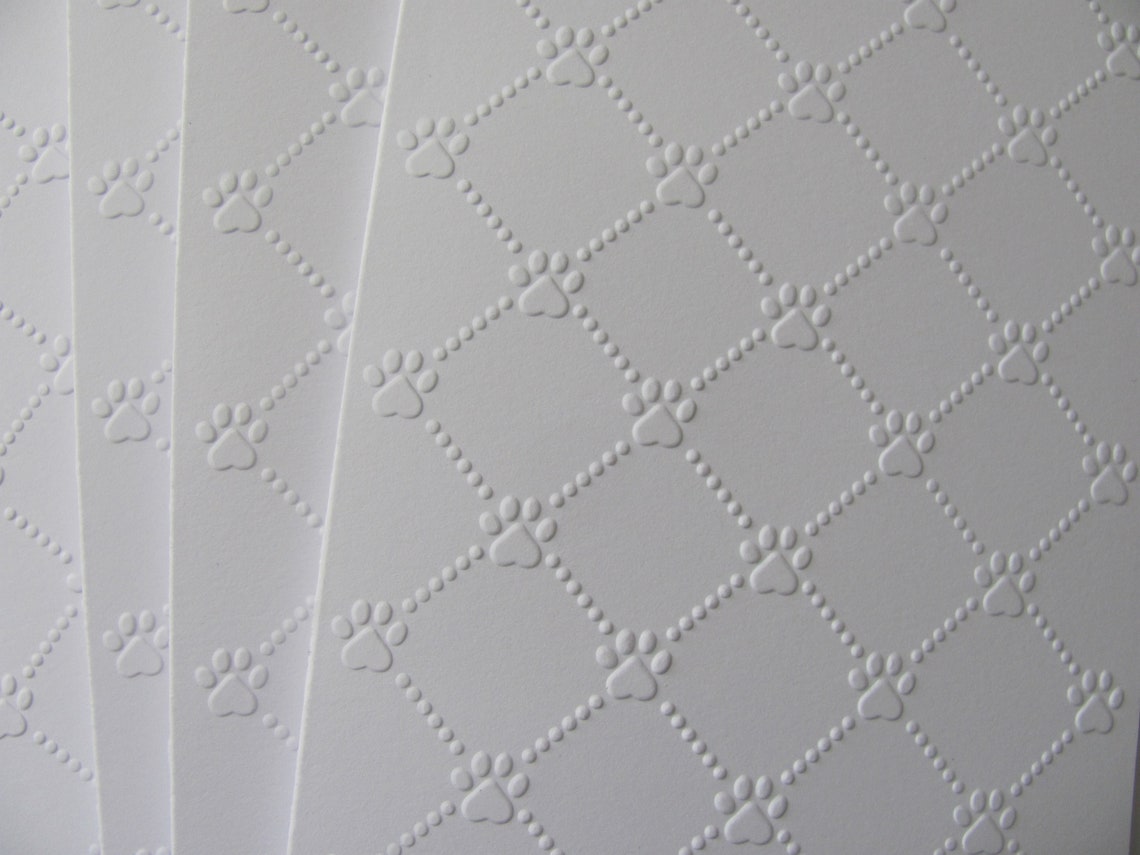 Paw Print Cards Embossed Paw Print Cards Dog Paw Print | Etsy