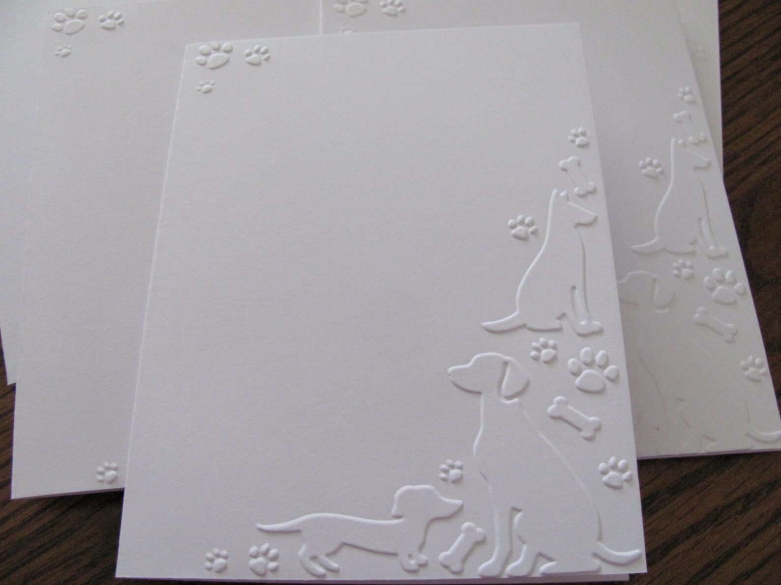 Embossed Dog Cards White Embossed Dog Cards Dog Paw Print - Etsy