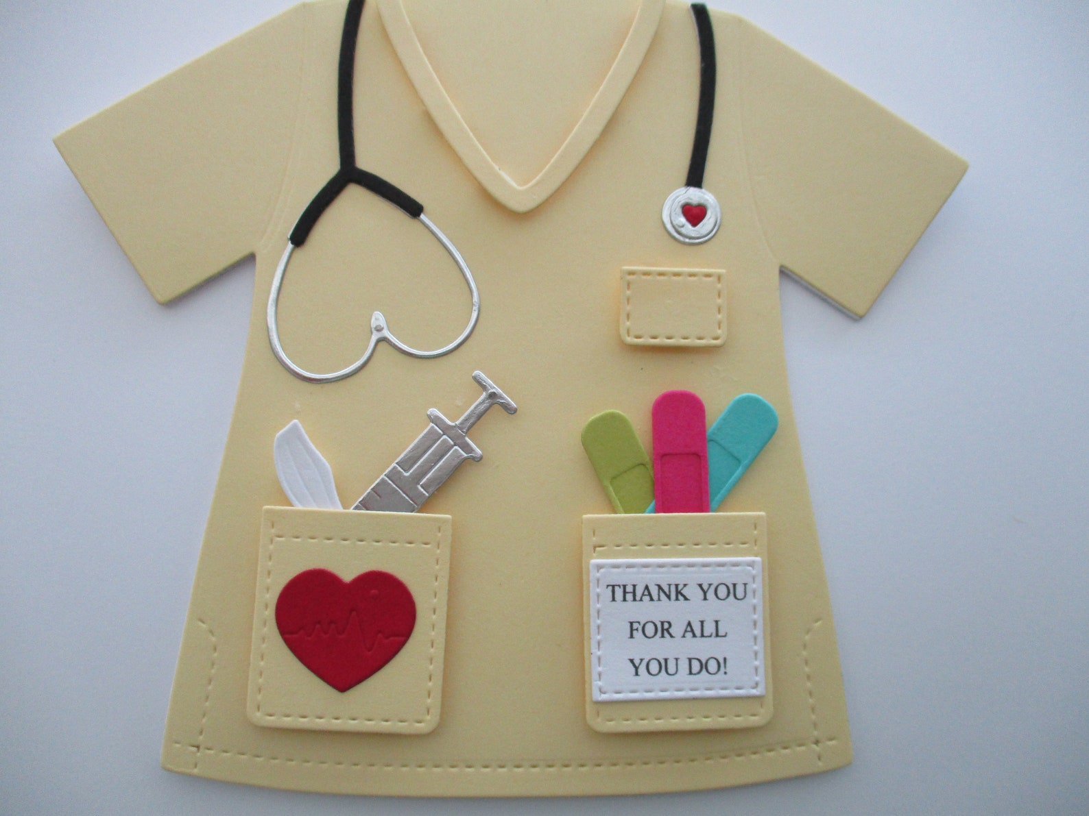 Greeting Card Handmade, Nurse's Day Card, Nurse Smock Card, Medical ...