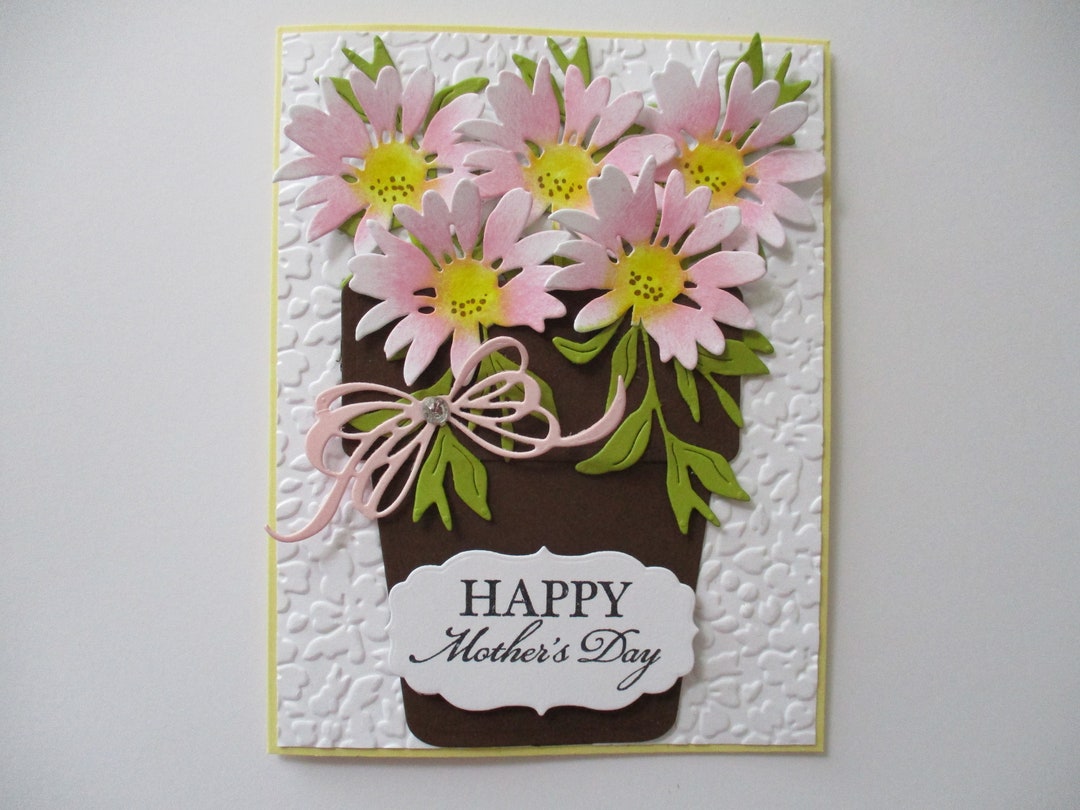 Mother Day Daisy Flower Pot Card, Mother's Day Card, Handmade Mother's ...