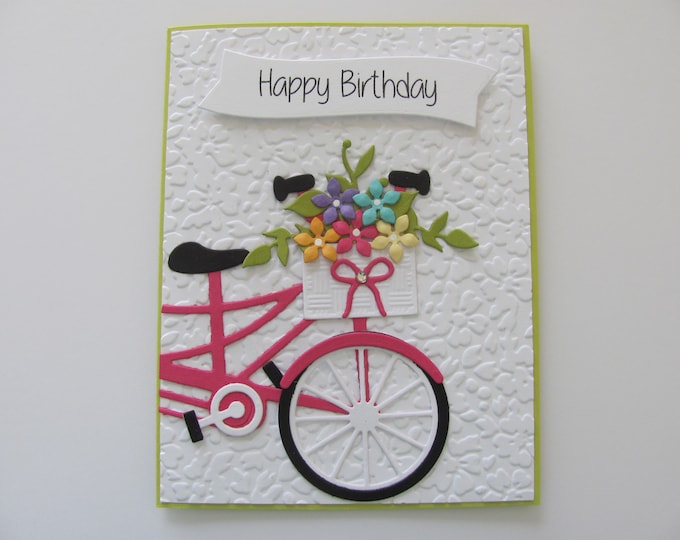 Handmade Birthday Card, Bicycle Birthday Card, Birthday Card, Greeting ...