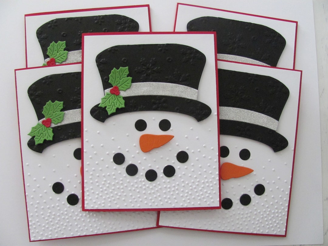 Snowman Christmas Card Set, Snowman Cards, Embossed Snowman Card Set ...