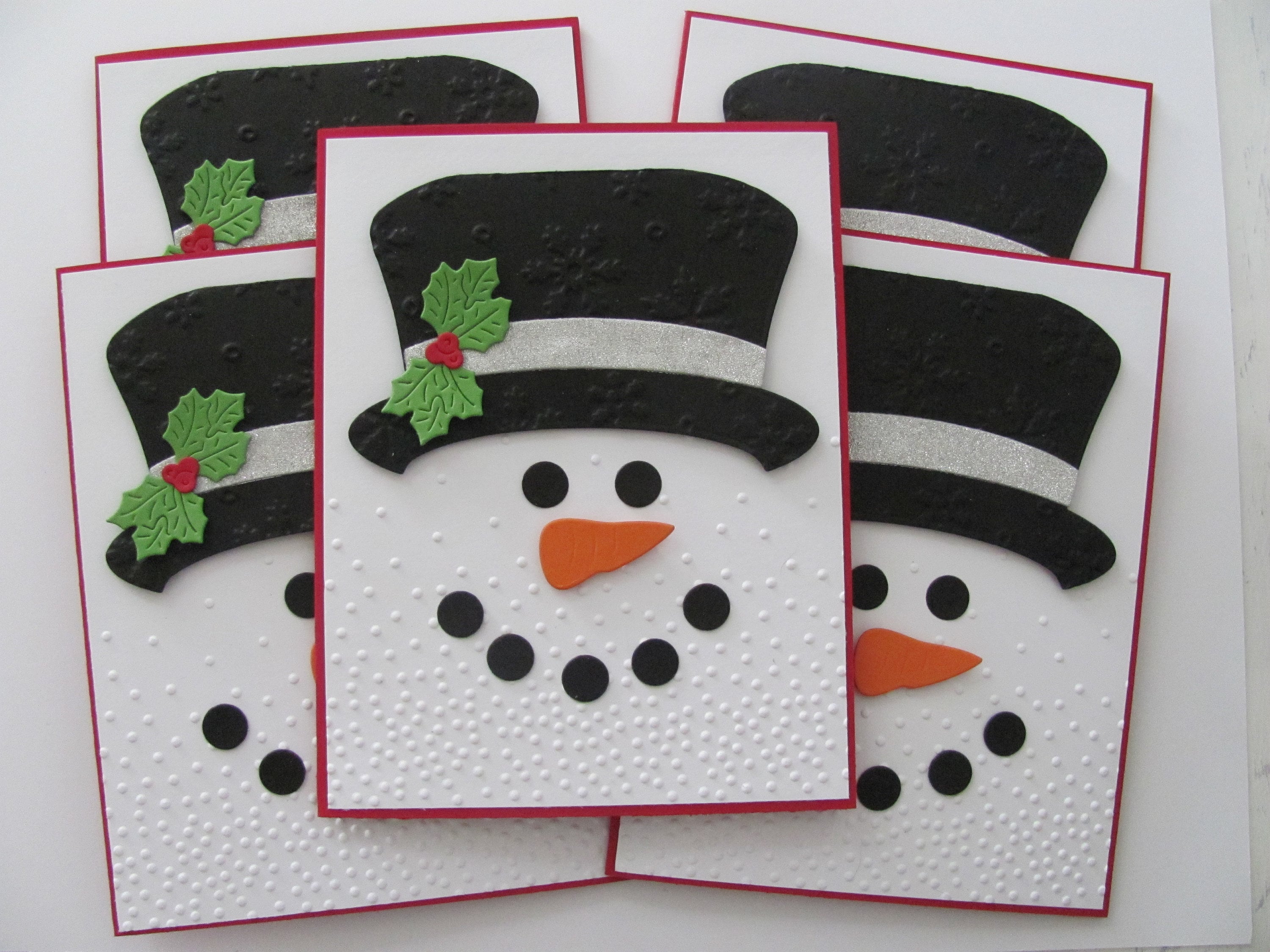 Snowman Christmas Card Set, Snowman Cards, Embossed Snowman Card Set ...