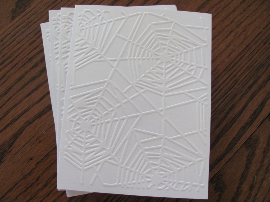 Spider Web Cards, Set of 6, Embossed Cards, Blank Halloween Cards, Note ...