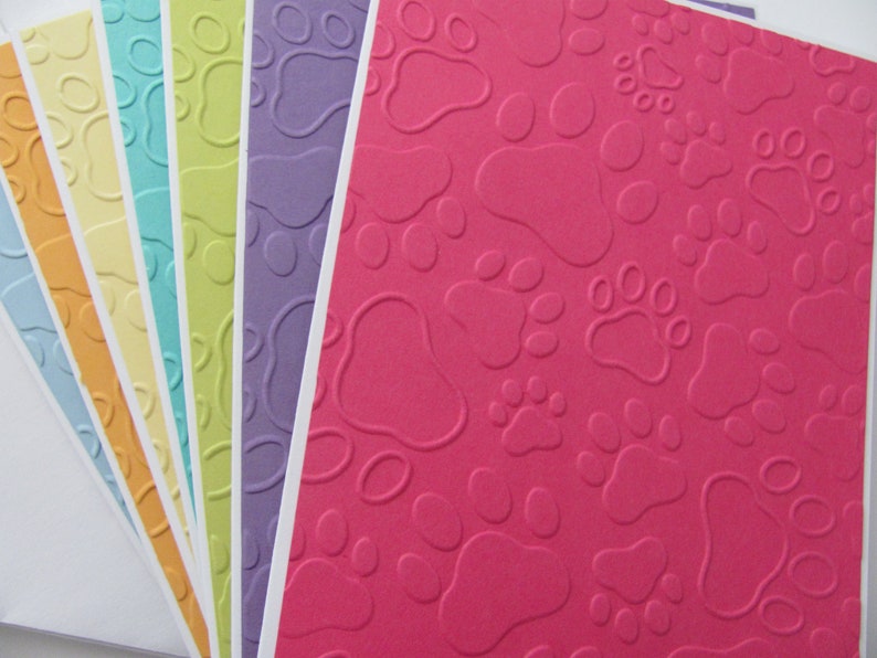 Paw Print Cards Paw Print Note Cards Embossed Cards Pet - Etsy