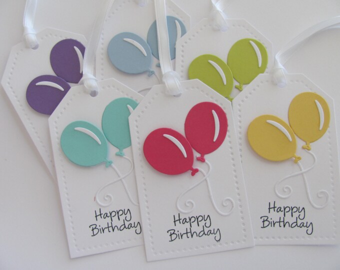 Happy Birthday Gift Tags, Birthday Favor Tags, Birthday Balloon Tags ...