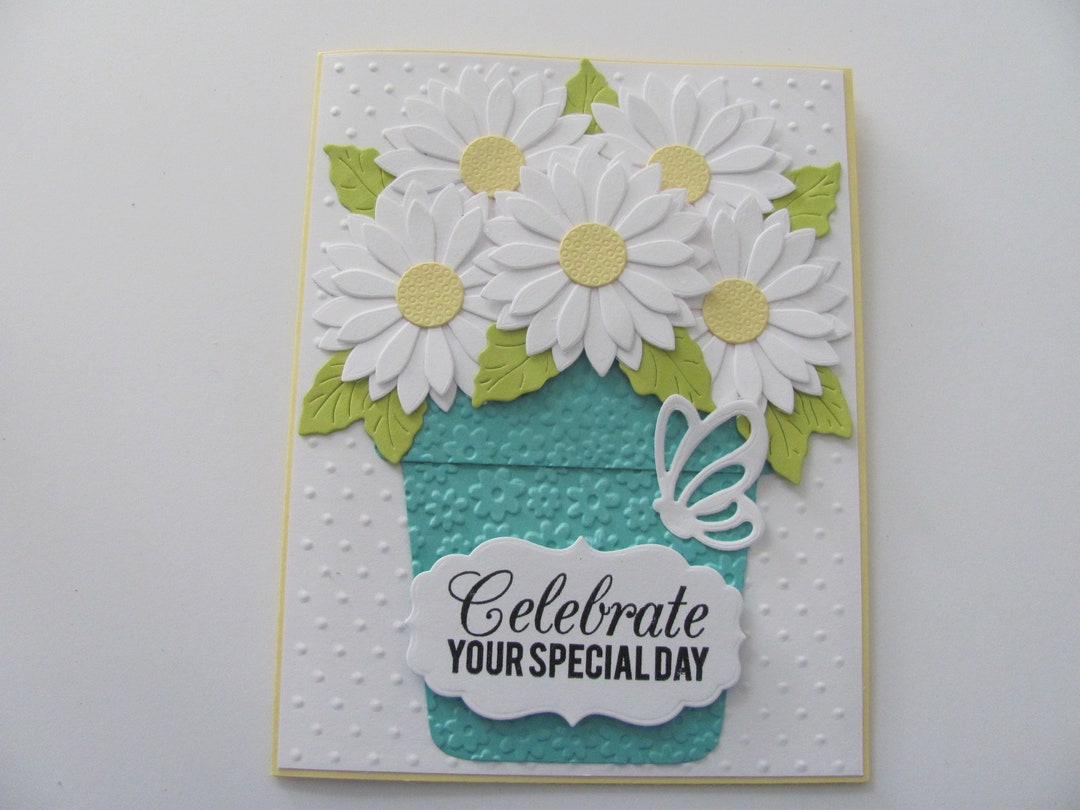 Birthday Flower Pot Card, Birthday Card, Handmade Birthday Card, Flower ...