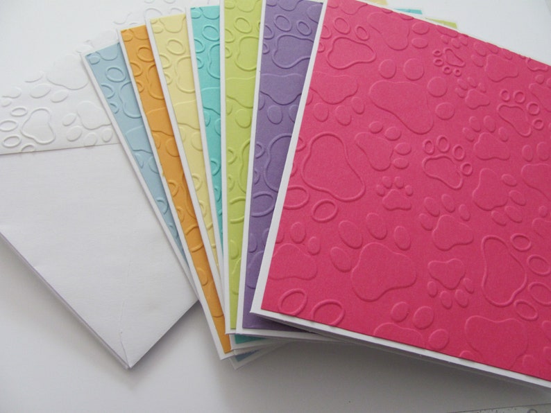Paw Print Cards Paw Print Note Cards Embossed Cards Pet - Etsy
