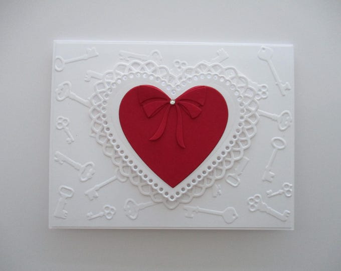 Happy Valentine's Day Heart Card, Red Heart, Handmade Greeting Card ...
