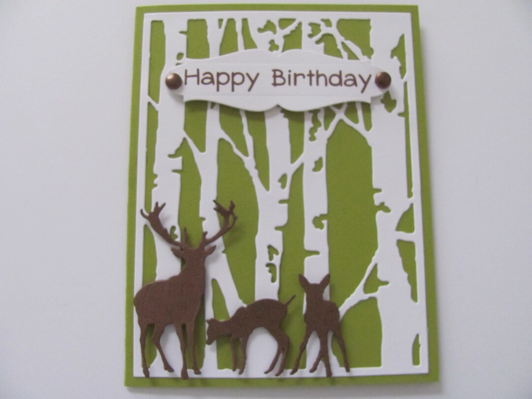 Birthday Deer Card, Masculine Card, Happy Birthday Card, Deer Birthday ...