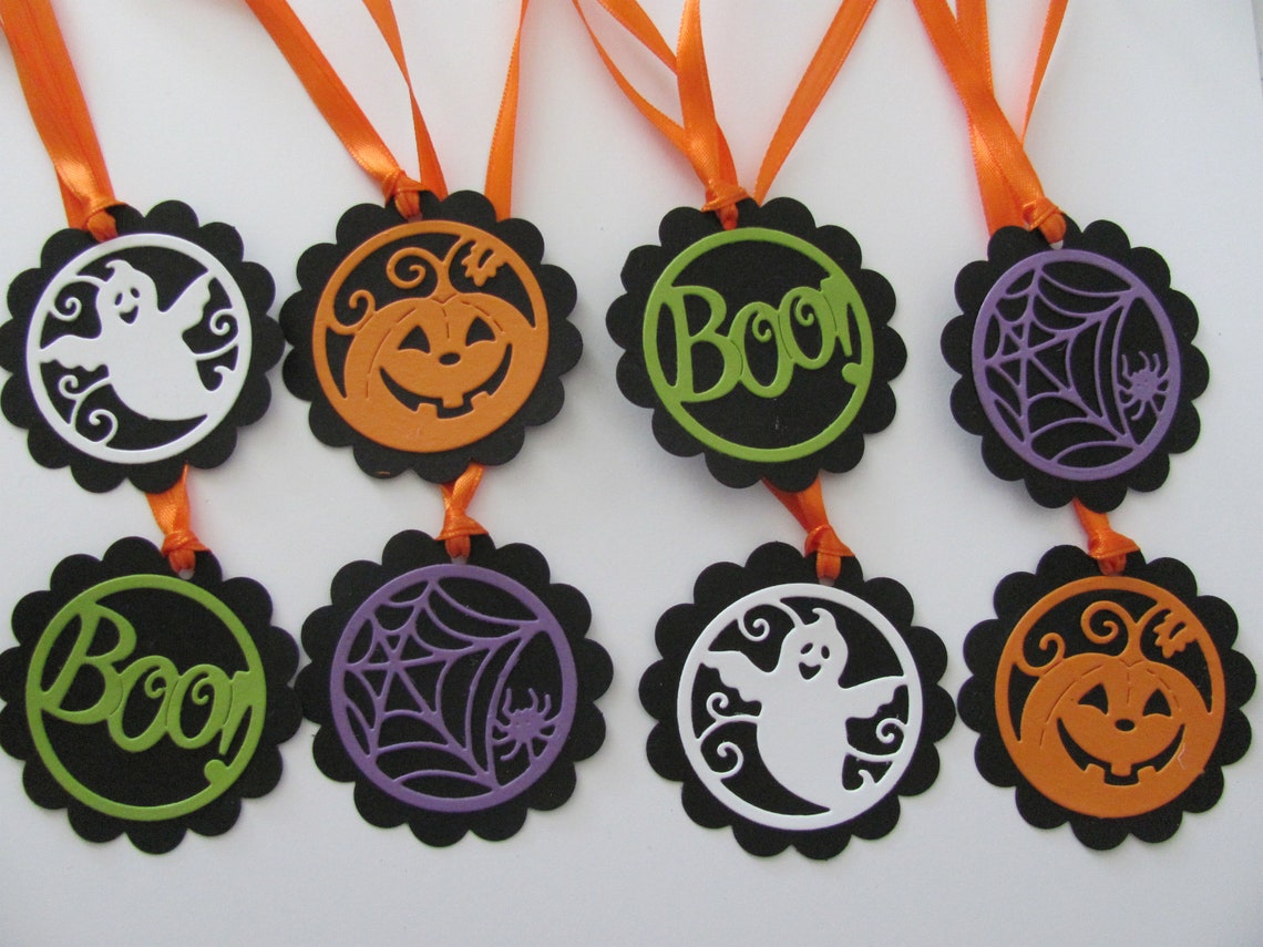Halloween Tags Halloween Favor Tags Spooky Tags Scalloped - Etsy