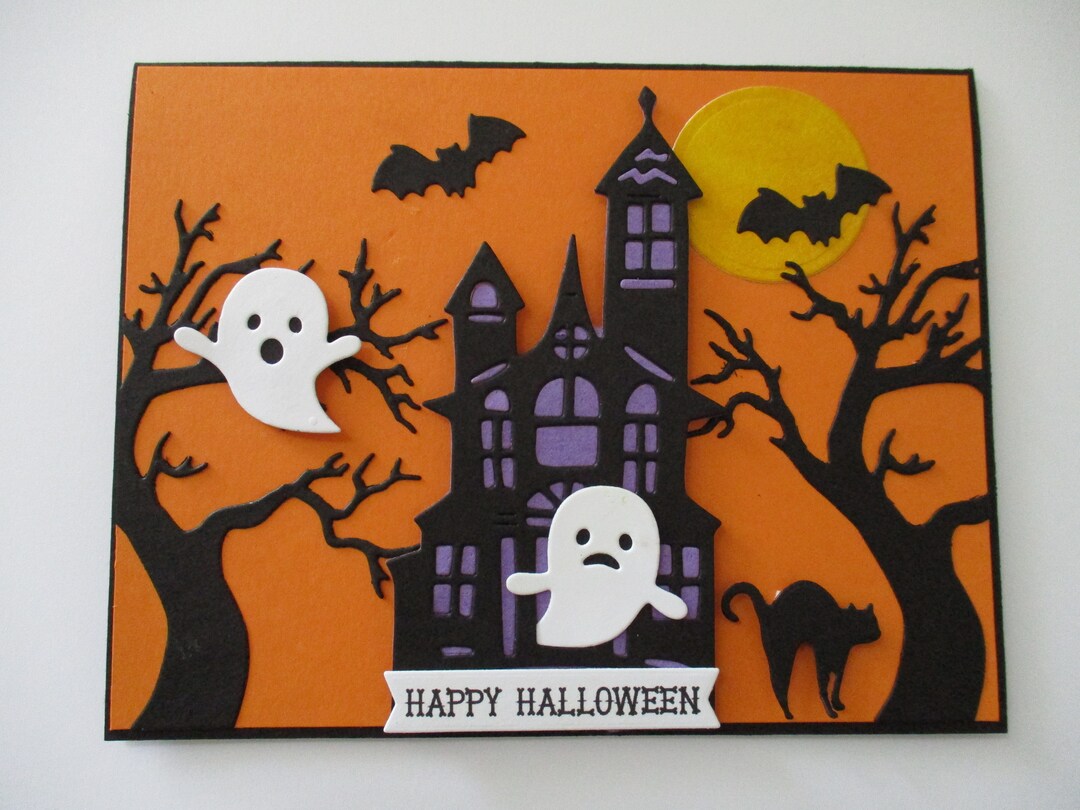 Halloween Haunted House Card, Spooky Halloween Card, Halloween Cards ...