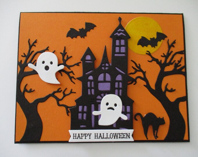 Halloween Haunted House Card, Spooky Halloween Card, Halloween Cards ...