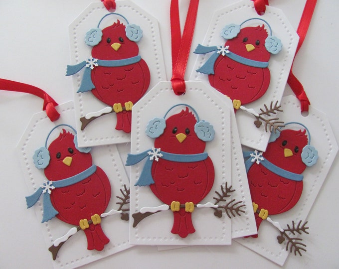 Cardinal Tags, Christmas Tags, Cardinal Christmas Gift Tags, Handmade ...