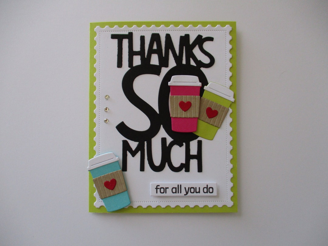 Thank You so Much Card, Coffee Cup Card, Thank You Card, Greeting Cards ...