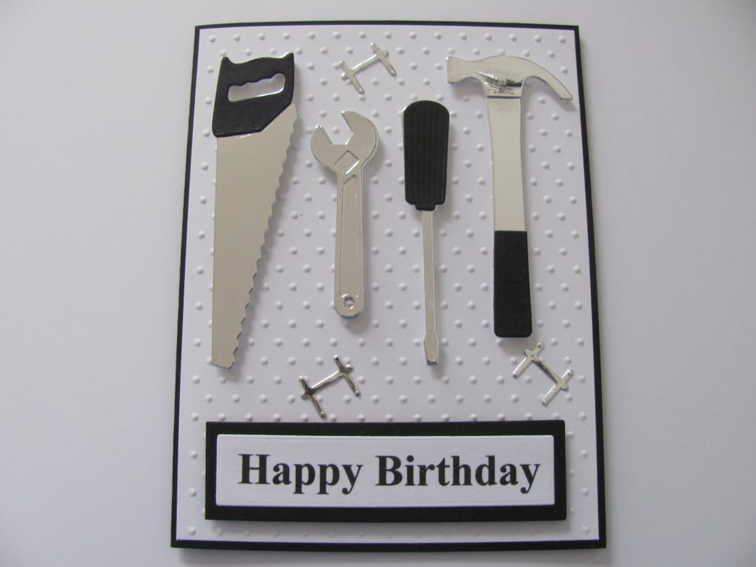Handmade Tool Birthday Card: Silver Tools, Gifts for Dad - Etsy