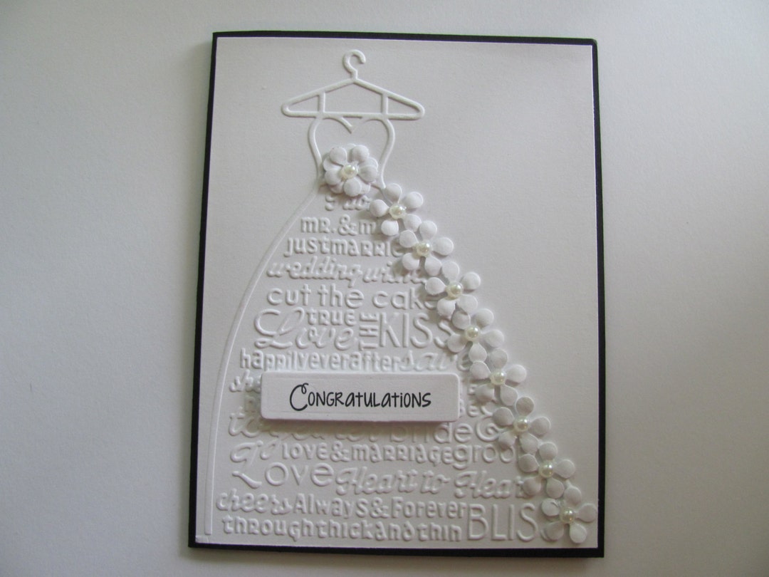 Wedding Dress Card,wedding Card, Embossed Wedding Card, Congratulations ...