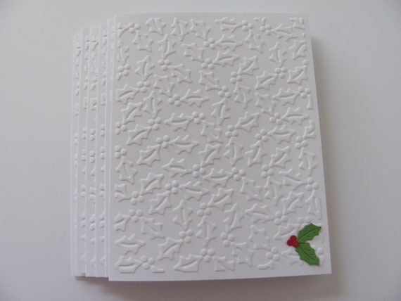 Embossed Christmas Cards Embossed Holly Cards Holiday Card - Etsy