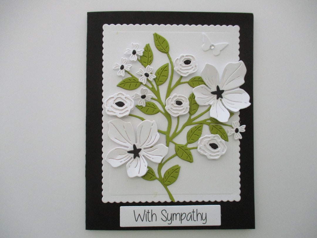 With Sympathy Card, Condolence Card, Greeting Cards Handmade, Black and ...