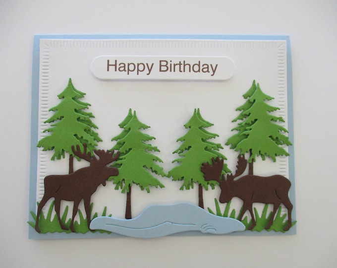 Moose Birthday Card With Party Hat, Happy Birthday, Moose Gift ...