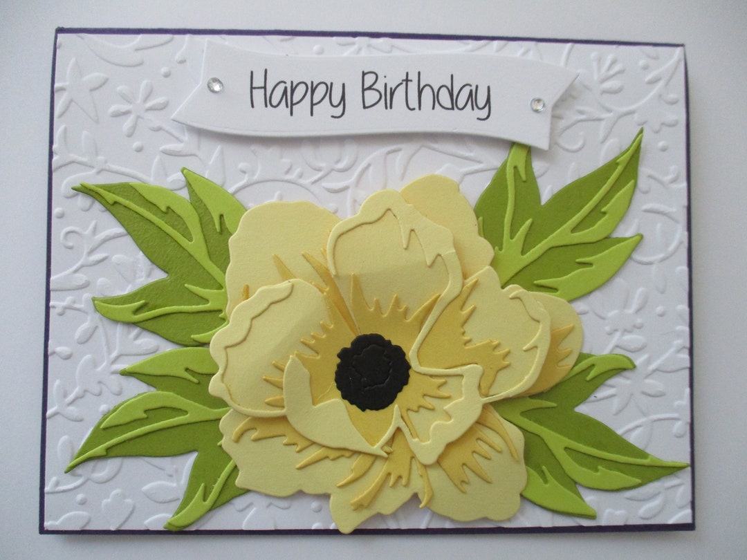 Handmade Birthday Card, Peony Flower, Peony Birthday Card, Embossed ...