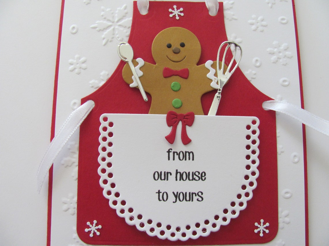 Gingerbread Man Card Christmas Cards Greeting Cards Apron - Etsy